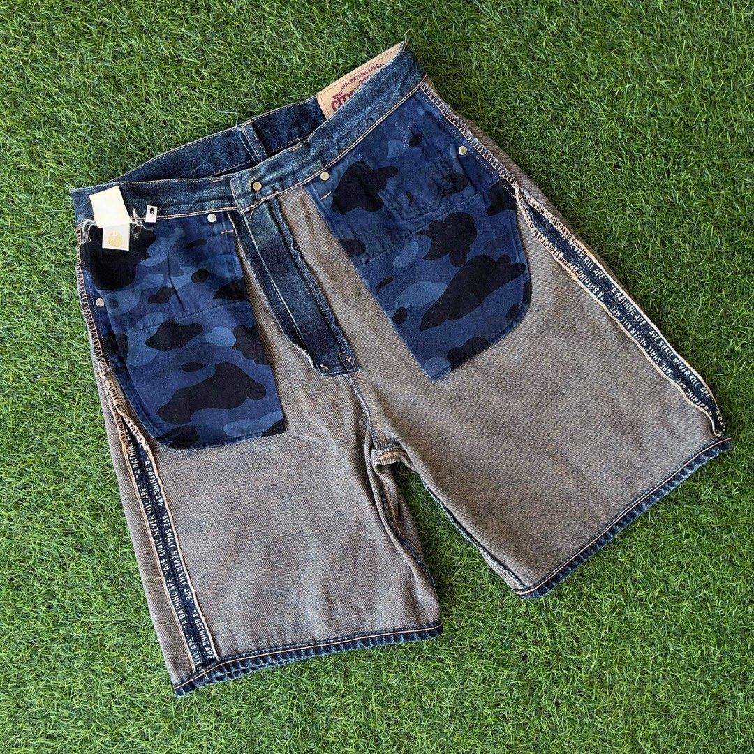 OG BAPESTA NIGO ERA SELVEDGE SNOW CAMO STAR DENIM SHORT / JORTS, Men's ...