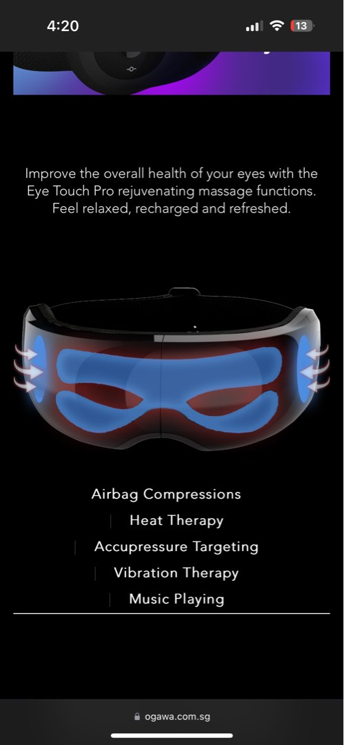 OGAWA Eye Touch Pro Eye Massager, Beauty & Personal Care, Face, Face ...