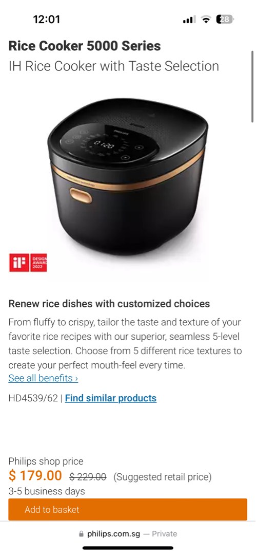Philips Rice Cooker Taste Selection, TV & Home Appliances, Kitchen ...