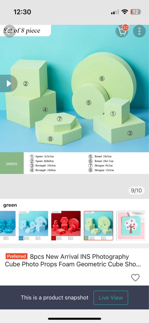 Photography cube props, green, Photography, Photography Accessories ...