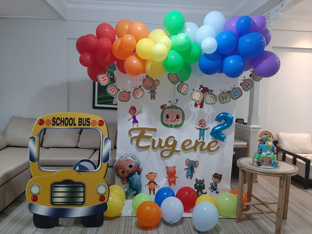 PL Yellow School Bus Cocomelon Party Decor Photo Props 33x46 inches ...