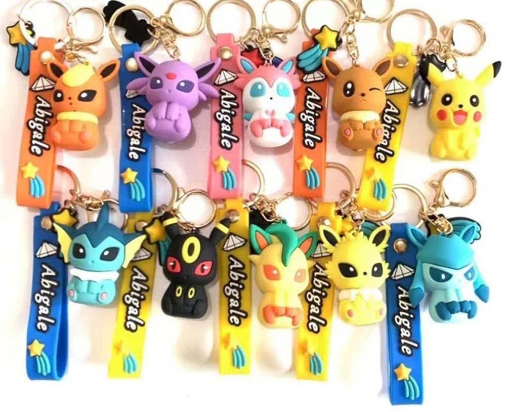 Pokemon Keychain Eevee Espeon Flareon Glaceon Jolteon Sylveon Leafeon ...