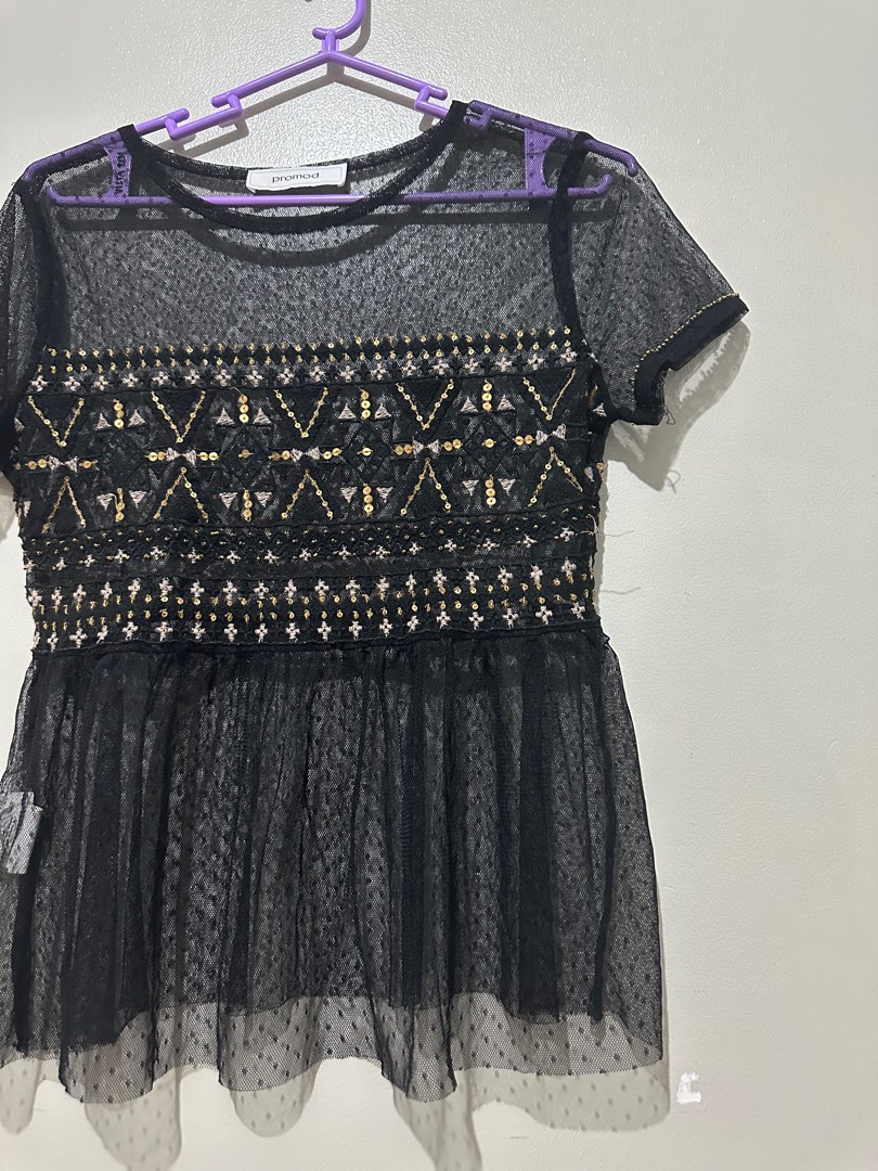 Promod Mesh Flowy Top, Women's Fashion, Tops, Blouses on Carousell