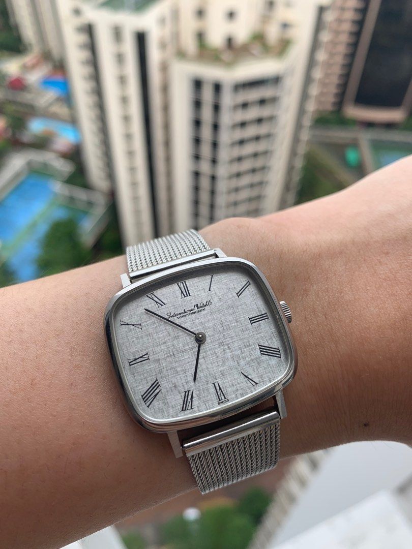 (Rare) IWC vintage linen dial tv style case, Luxury, Watches on Carousell