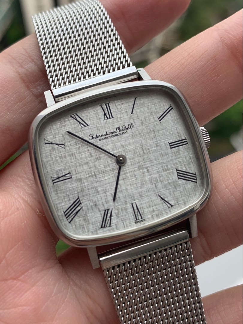 (Rare) IWC vintage linen dial tv style case, Luxury, Watches on Carousell