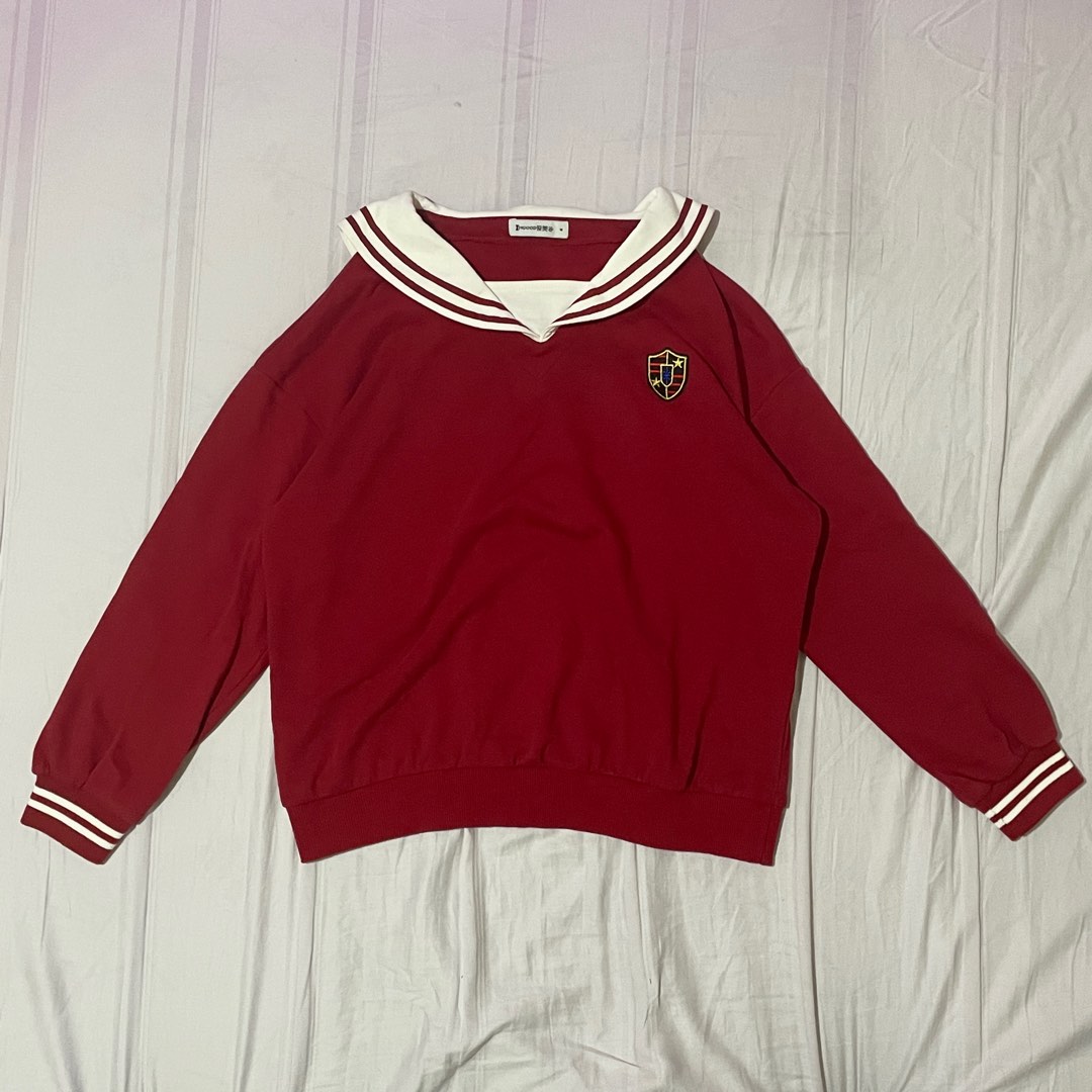 red sailor collar sweater, Women's Fashion, Coats, Jackets and ...
