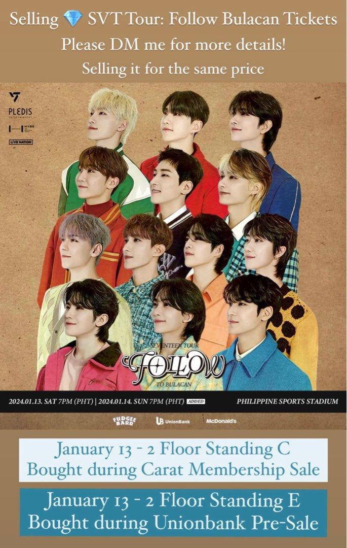 Seventeen Follow Bulacan: Floor C and Floor E, Tickets & Vouchers, Event Tickets on Carousell