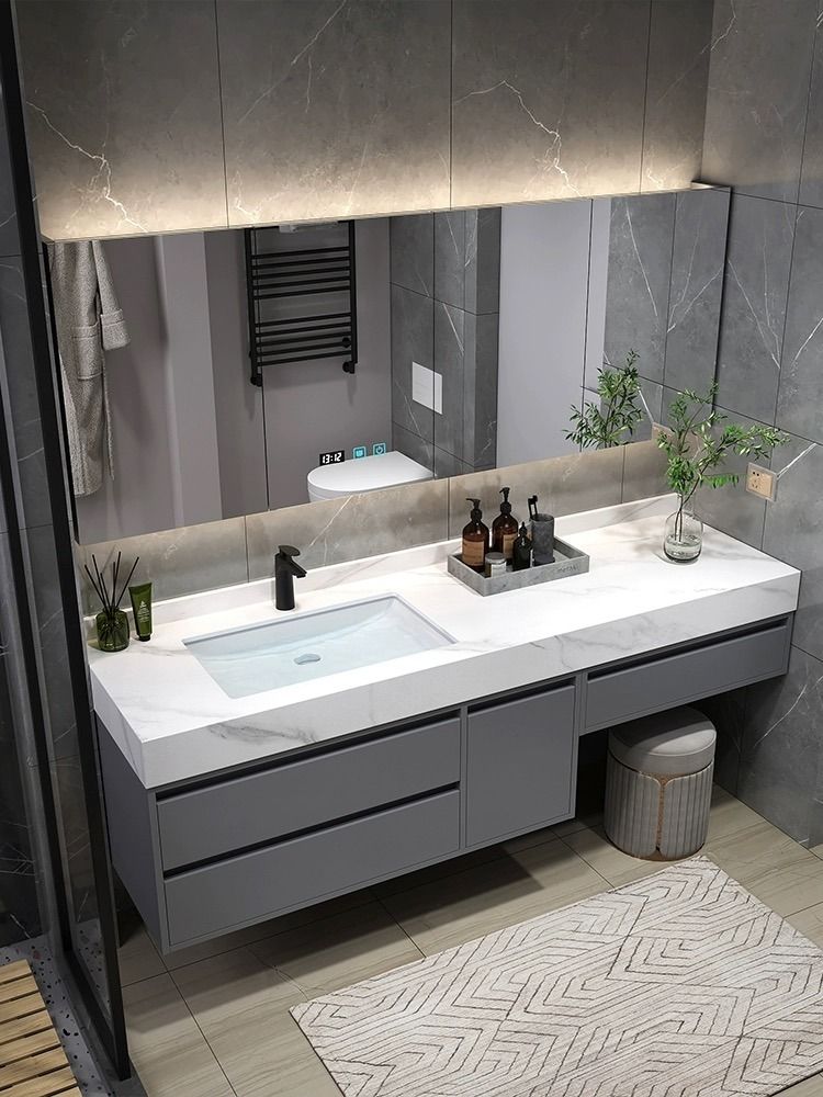 Sleek and Smart: Slate Dressing Table and Bathroom Cabinet Combo for ...