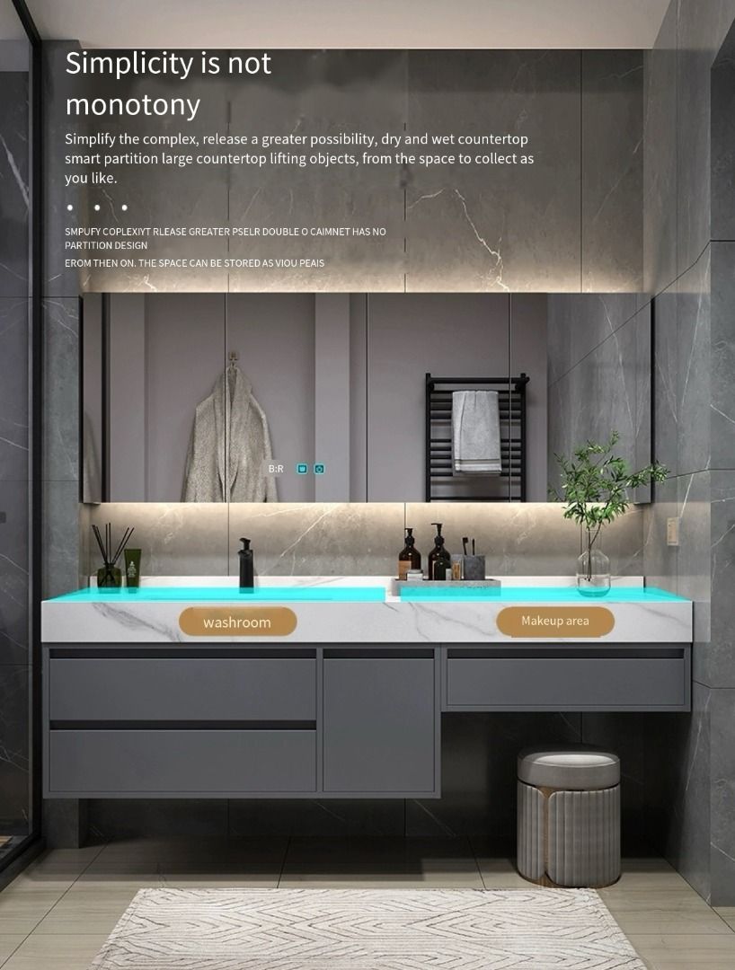 Sleek and Smart: Slate Dressing Table and Bathroom Cabinet Combo for ...