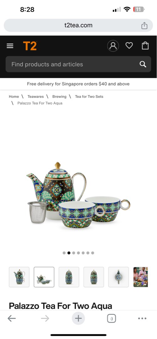 T2 - Palazzo Tea For Two Aqua (20 tea sachets included), Furniture ...
