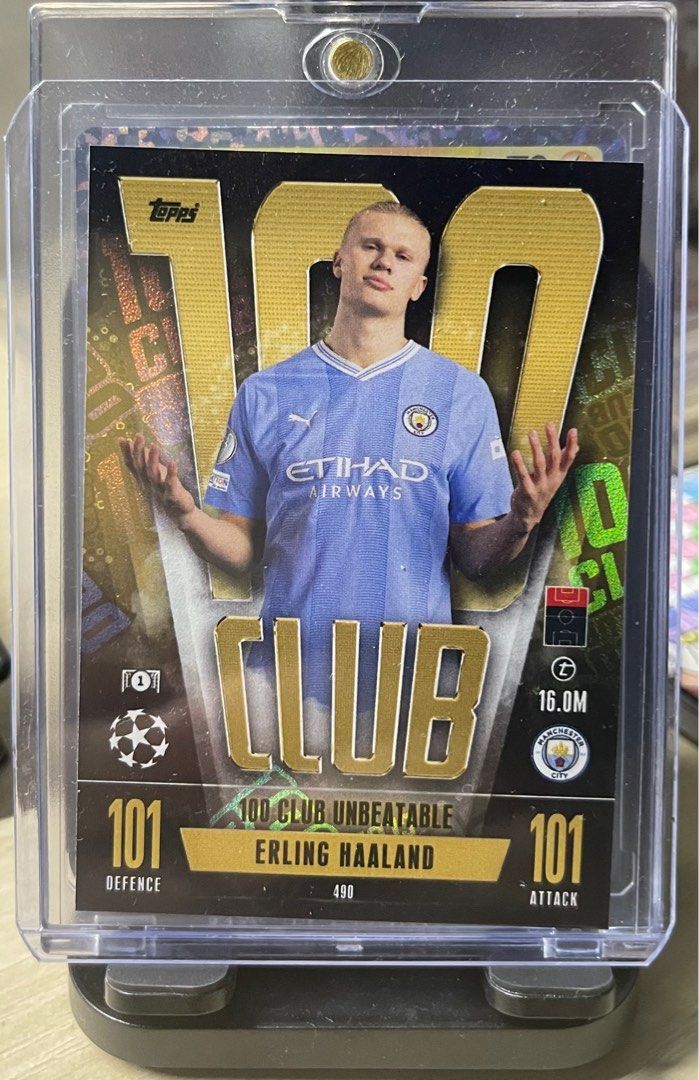 Topps Match Attax 23-24 2024 Erling Haaland 100 Club Manchester city ...