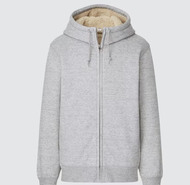 Uniqlo Pile-Lined Sweat Long-Sleeve Full-Zip Hoodie, Men's Fashion ...