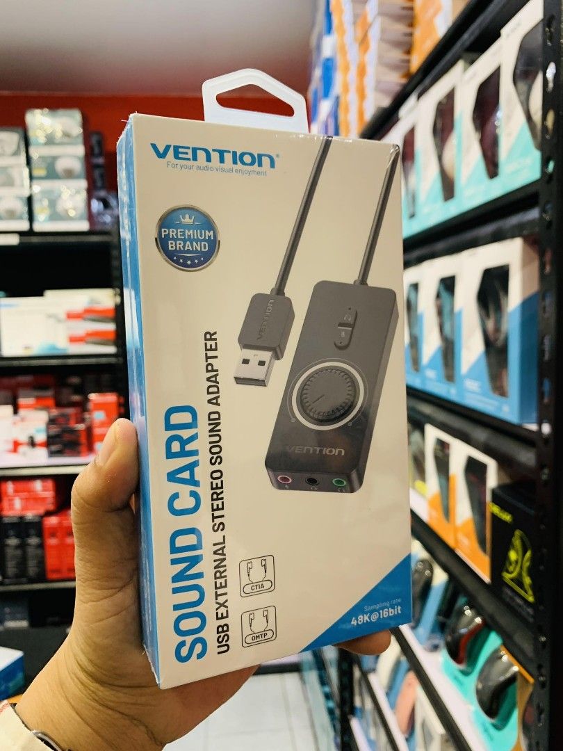 Vention USB Sound Card to Single/Dual Jack Adapter with Volume Control ...