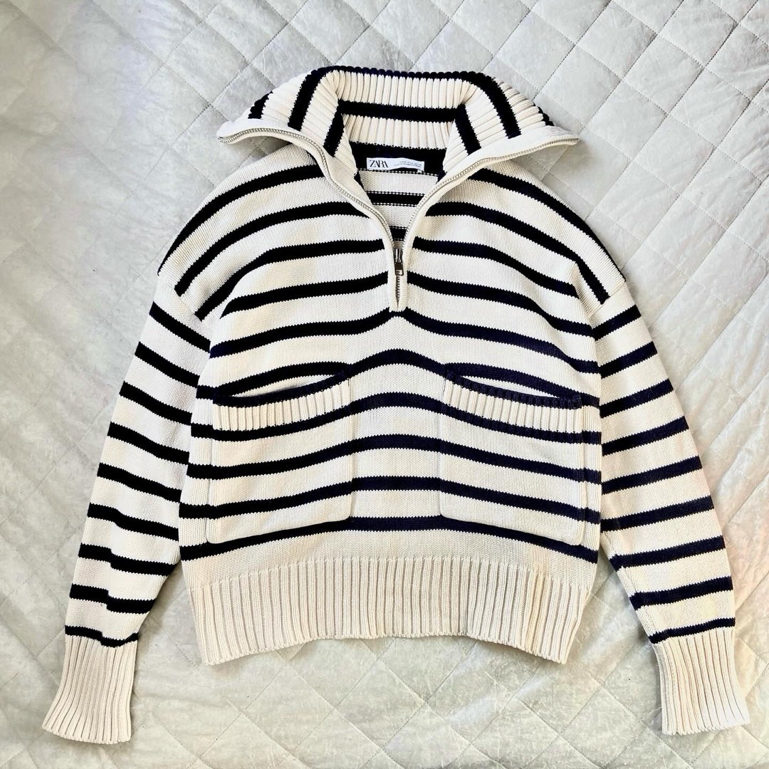 ZARA HALF-ZIP CHUNKY KNIT, Women's Fashion, Coats, Jackets and ...