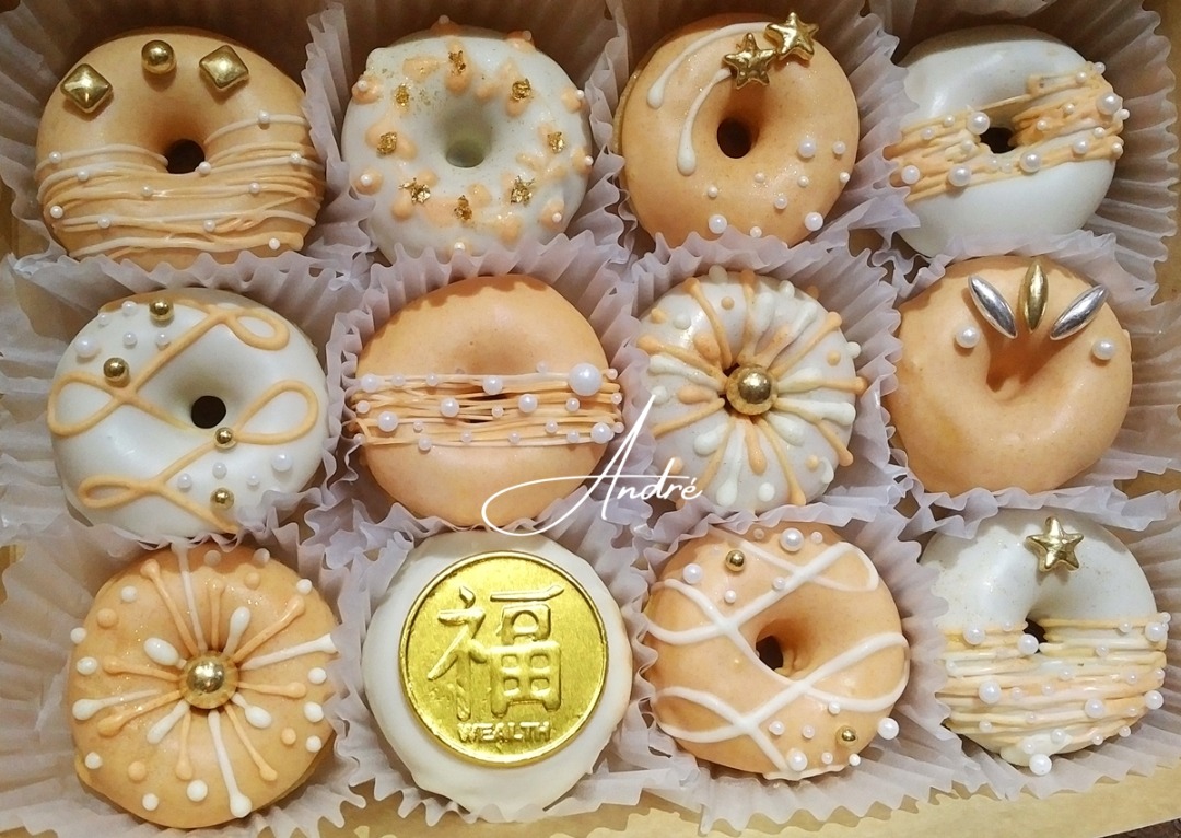 12pcs Mini Donuts 2024 Peach Fuzz Desserts 2024 Pantone Giveaway New ...