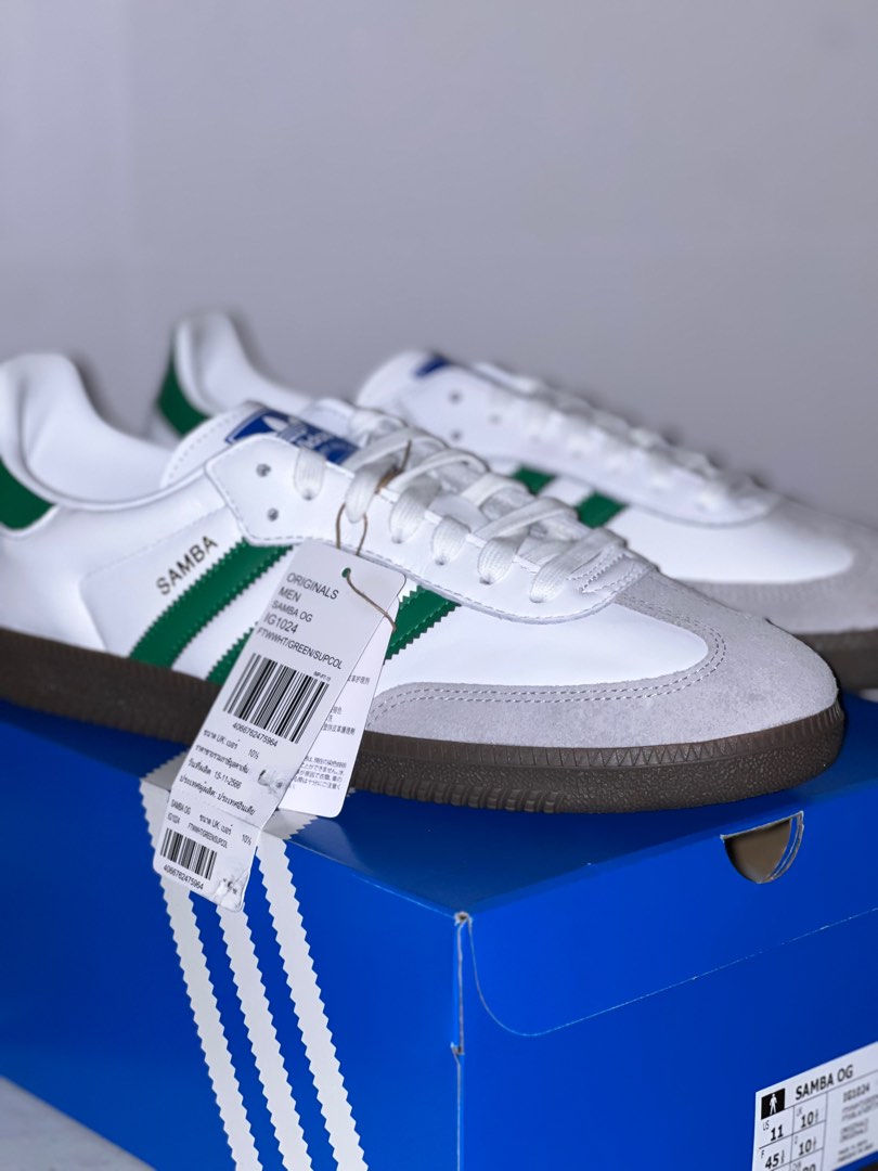 Adidas Samba OG White Green, Men's Fashion, Footwear, Sneakers on Carousell