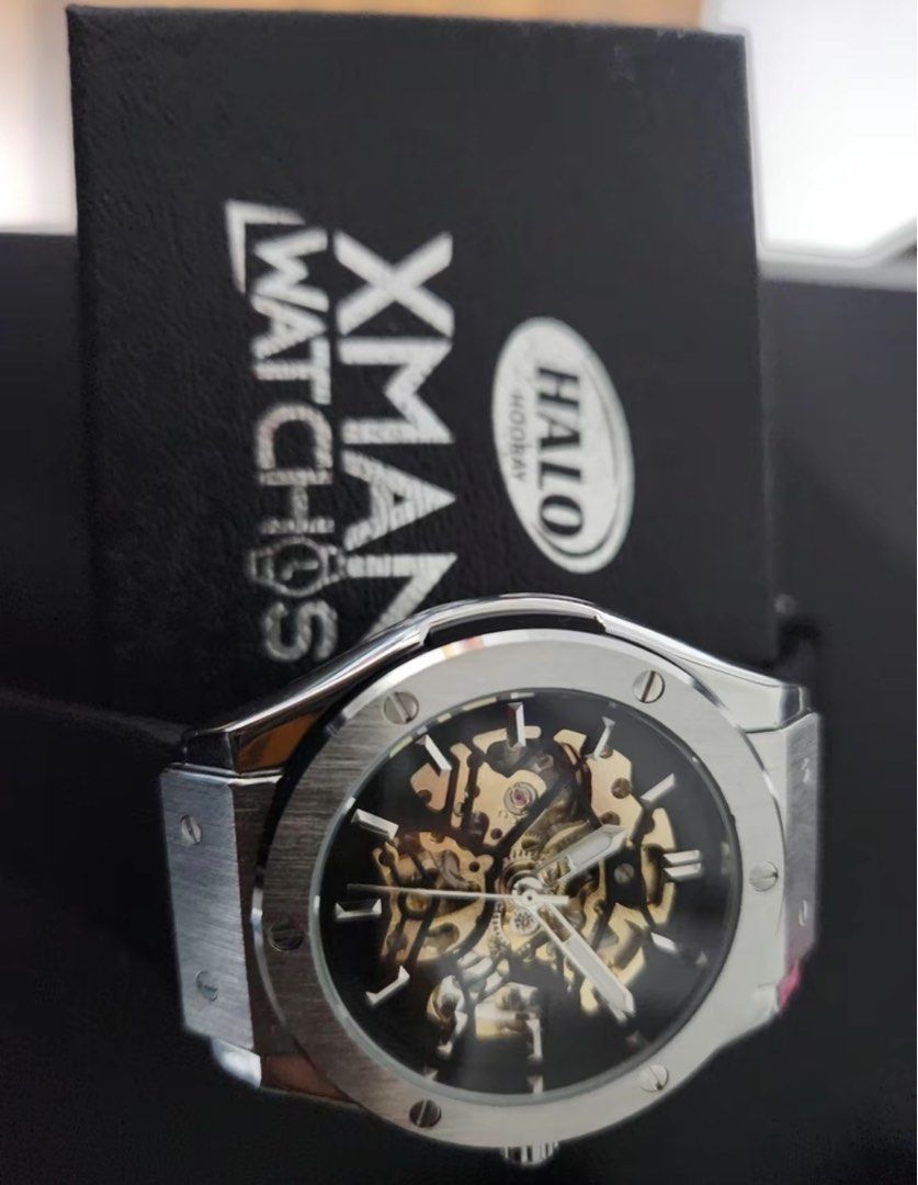 Automatic skeleton watch stainless steel rubber strap, Men's Fashion ...