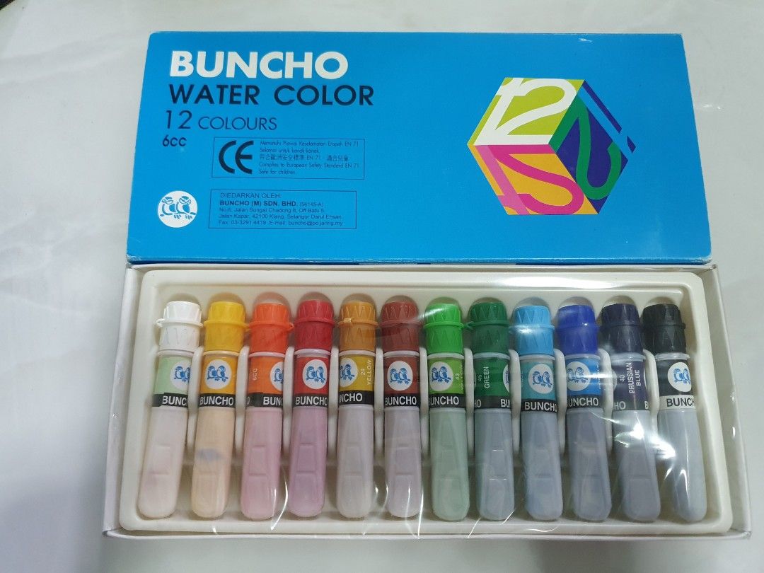 BNIB Buncho Water Color 12 colors, Hobbies & Toys, Stationery & Craft ...