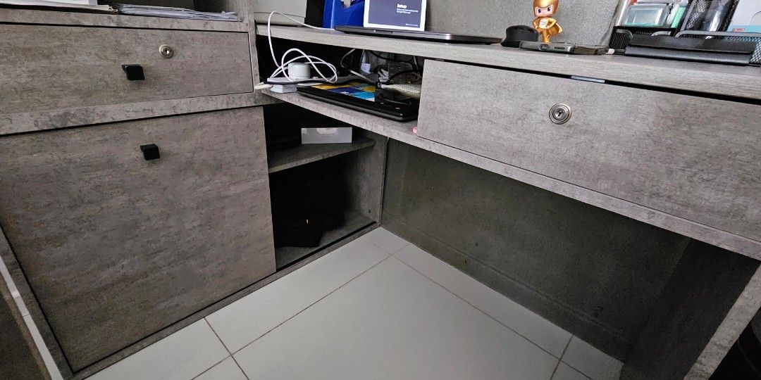 Corner study table with cabinet storage., Furniture & Home Living ...