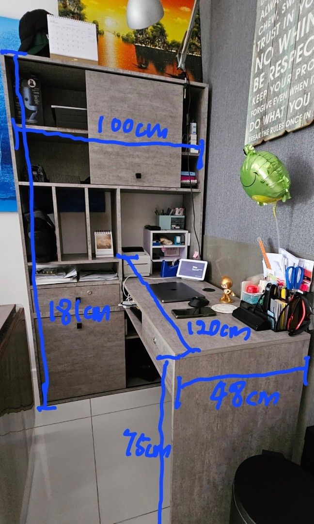 Corner study table with cabinet storage., Furniture & Home Living ...