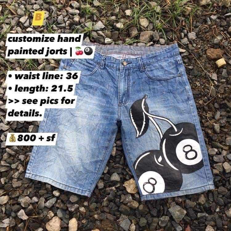 CUSTOMIZE HAND PAINTED JORTS, Men's Fashion, Bottoms, Shorts on Carousell