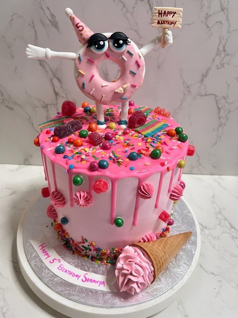 Donut Theme Cake, Food & Drinks, Homemade Bakes on Carousell