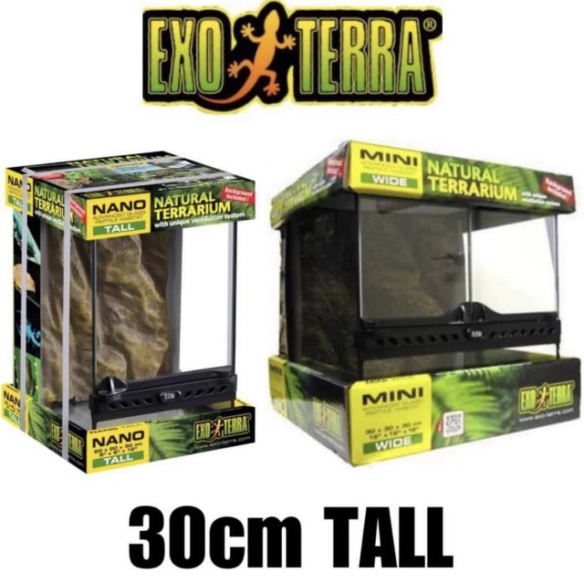 Exo Terra Nano Tall Terrarium - 20 x 20 x 30 cm (8” x 8” x 12”) PT2601 ...