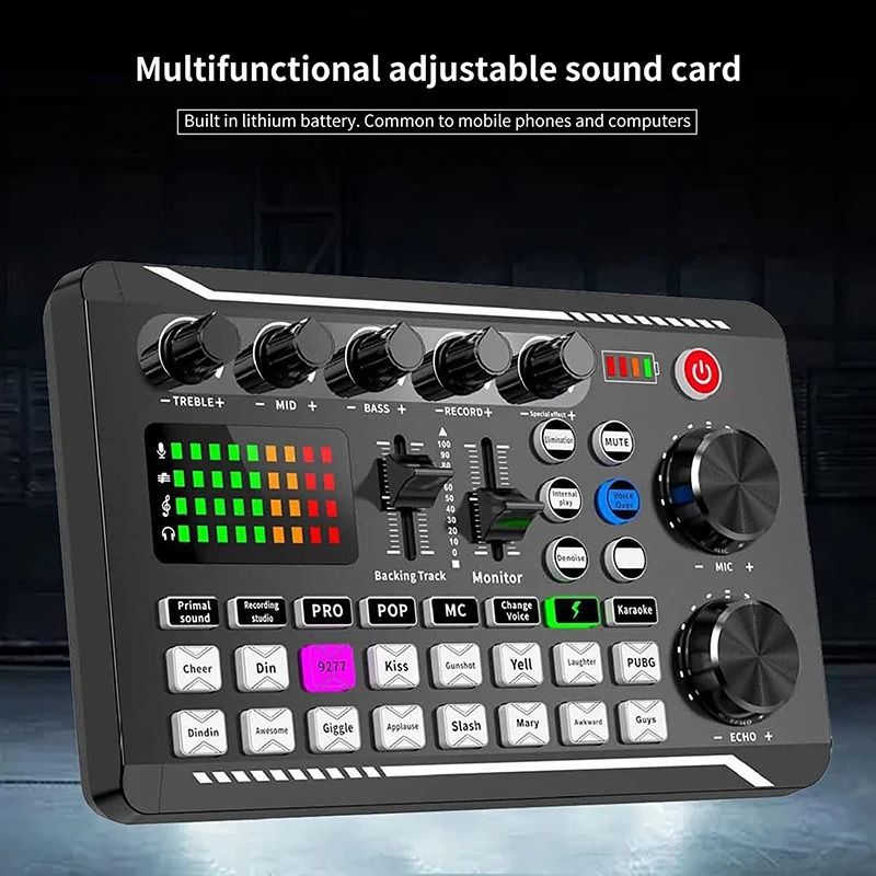 F998 Live Sound Card and Audio Interface with DJ Mixer Effects and ...
