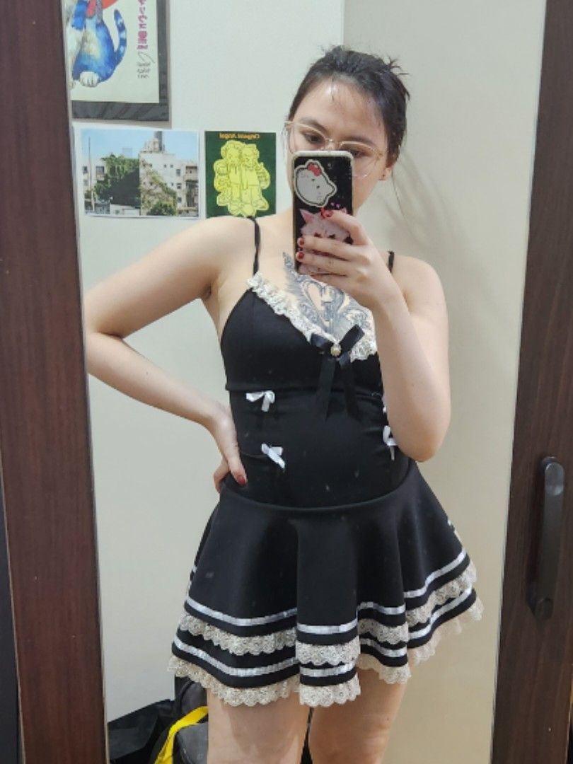 Goth/Dark Coquette Frilly Maid Dress, Women's Fashion, Dresses & Sets ...