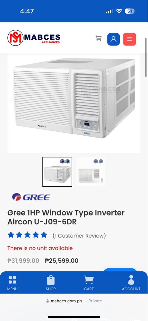 Gree 1HP inverter window type air conditioner with remote, TV & Home ...