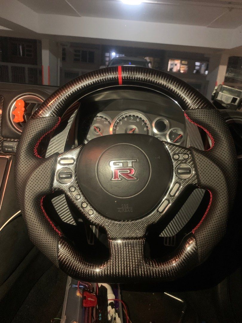 GTR carbon fiber steering wheel, Car Accessories, Accessories on Carousell