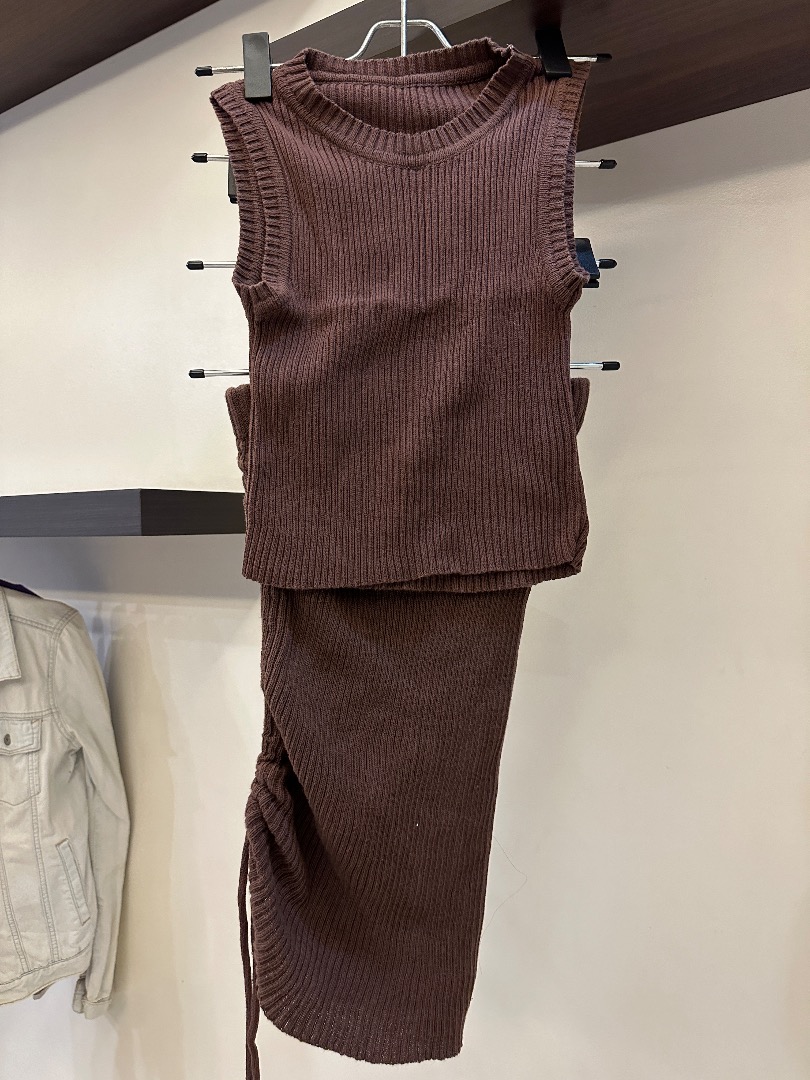 House of Lulu Brown Knit Coordinates, Women's Fashion, Dresses & Sets ...