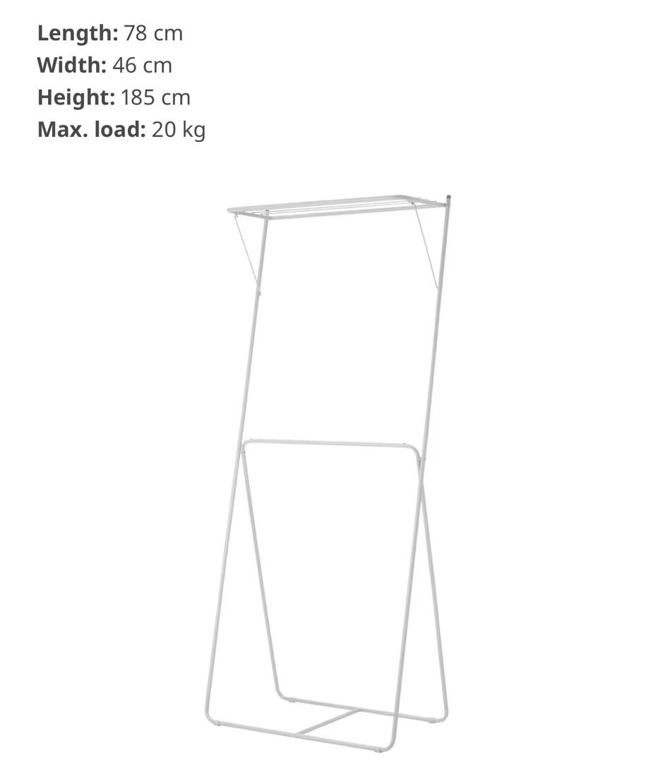 IKEA Slibb White Light Grey Clothes Drying 2 Level Rack, Furniture ...
