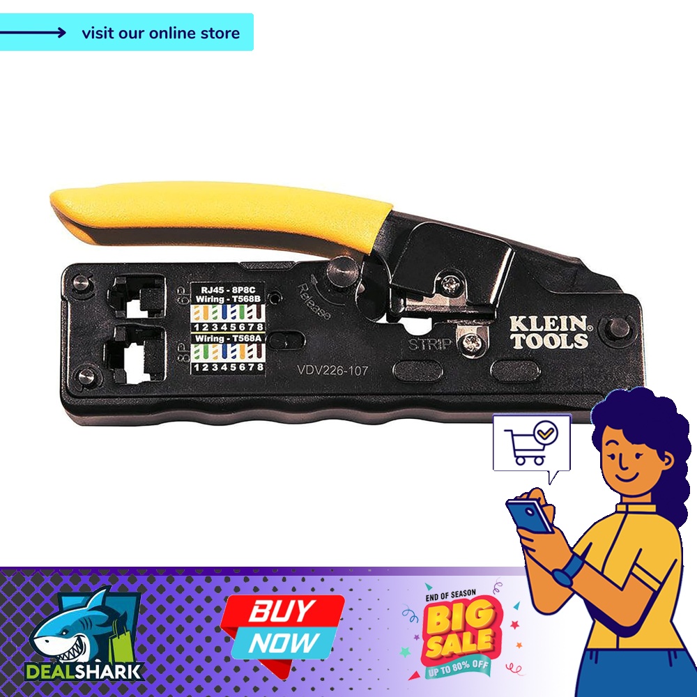 Klein Tools Compact Ratcheting Crimper, Modular Crimper Cutter Stripper ...