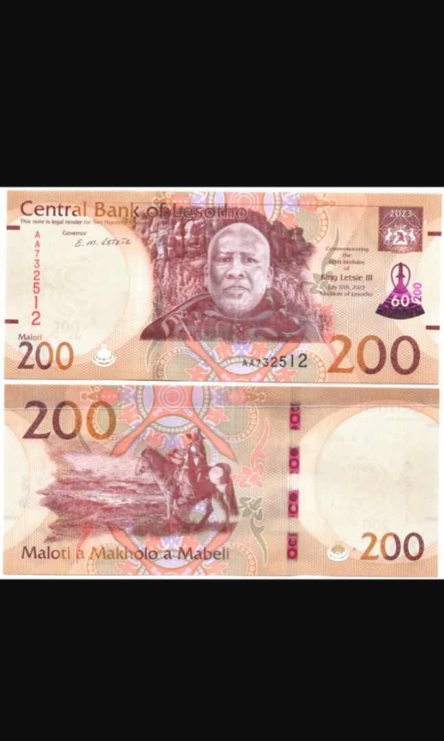 Lesotho 200 maloti 60th birthday commemorative 2023, Hobbies & Toys ...