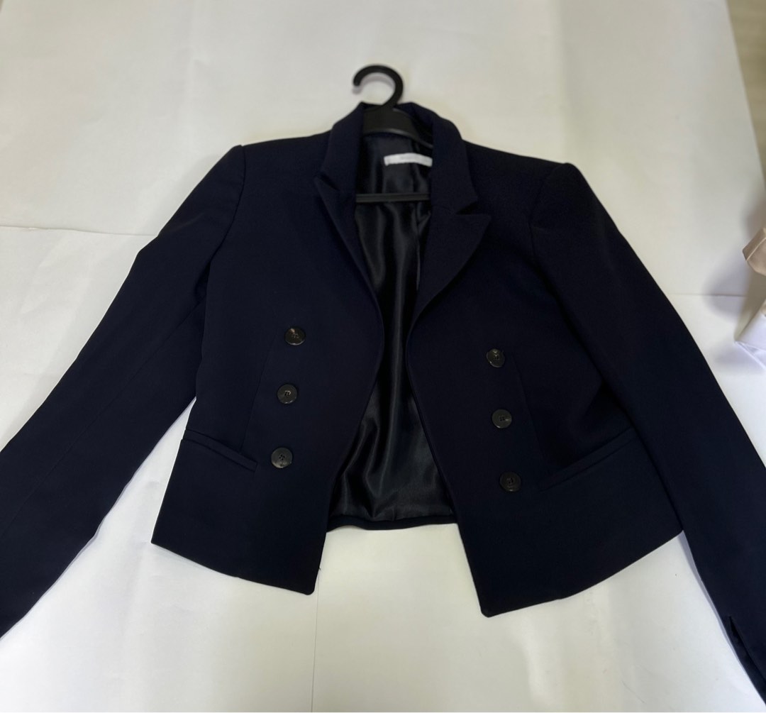 Mango Dark Blue Blazer, Women's Fashion, Coats, Jackets and Outerwear on Carousell