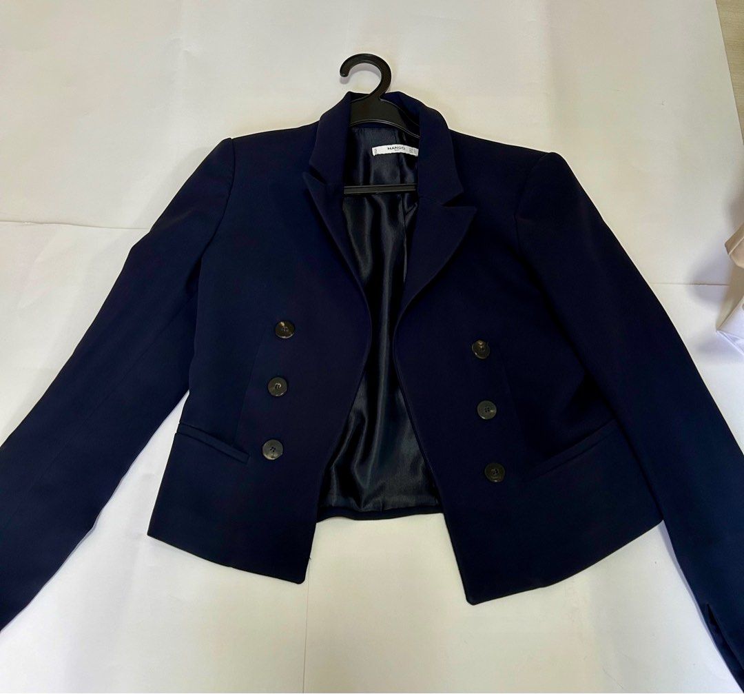 Mango Dark Blue Blazer, Women's Fashion, Coats, Jackets and Outerwear on Carousell