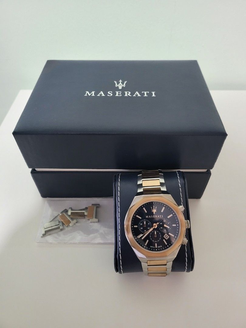 Maserati Stile 45mm Blue Sunray Dial Men's Chronograph Quartz Watch ...