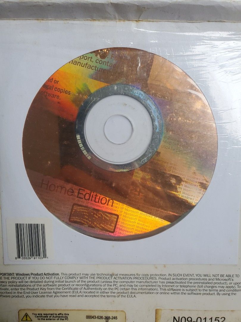 Microsoft windows XP home edition original licence and CD, Computers ...