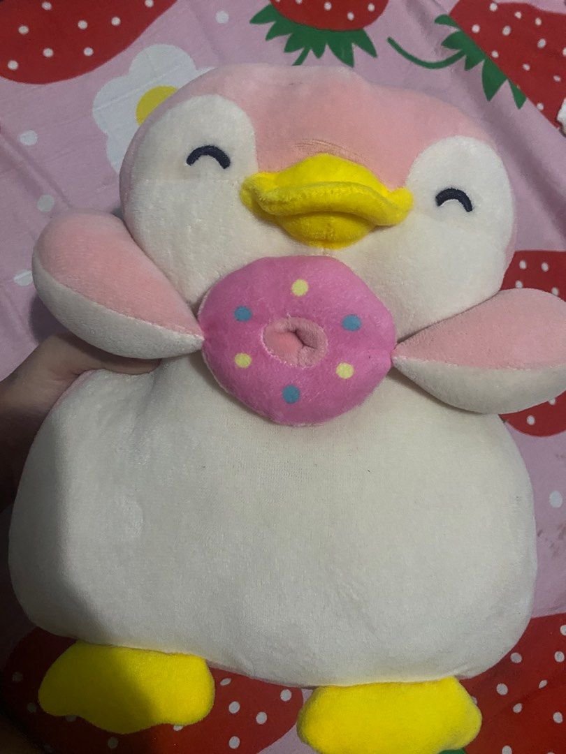 miniso pink penguin donut plushie stuffed toy, Hobbies & Toys, Toys ...
