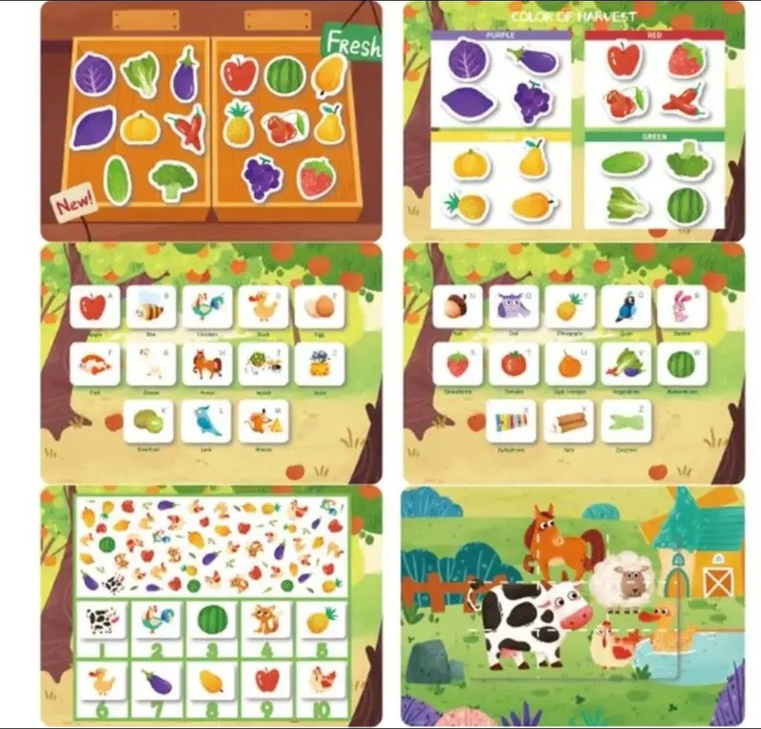 Montessori Busy Velcro Book 10Pages Matching Pictures Early Learning ...