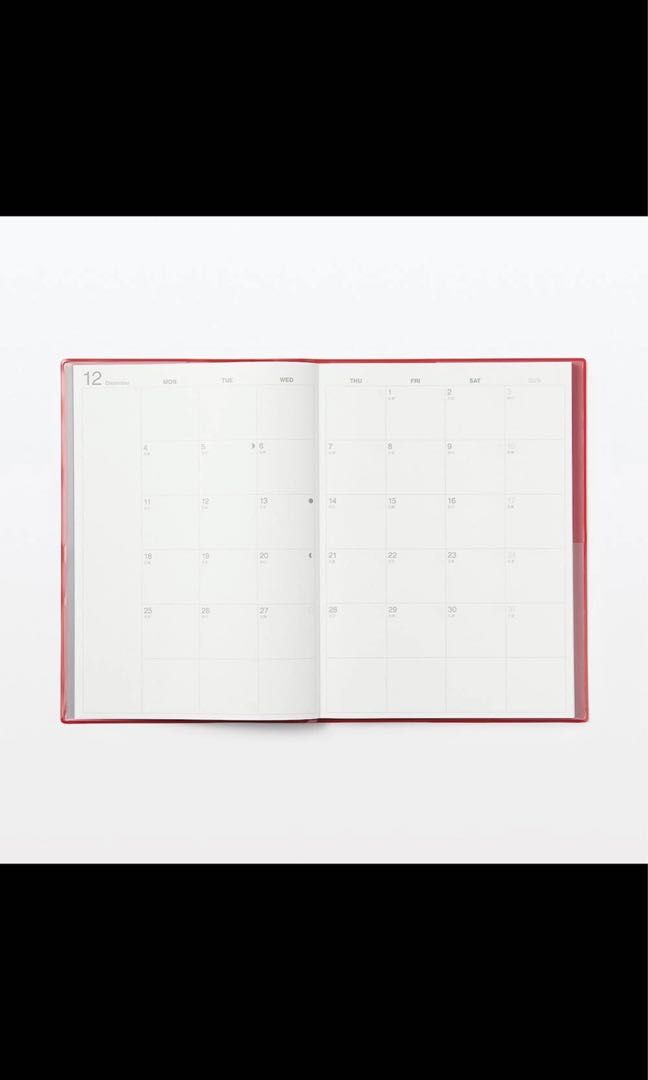 Muji 2024 planner monthly weekly A5 size red, Hobbies & Toys ...
