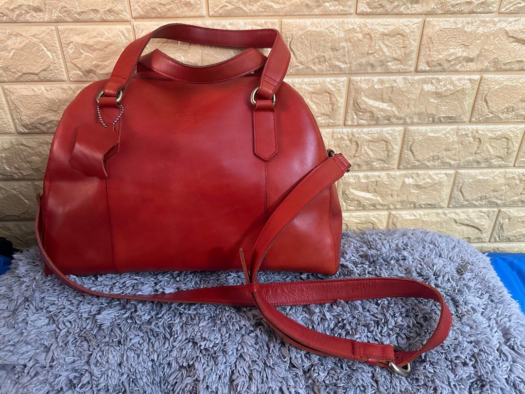 Ni Qua leather bag GIOCO MEDIUM IN DARK RED ORANGE COLOR Hand/Shoulder ...