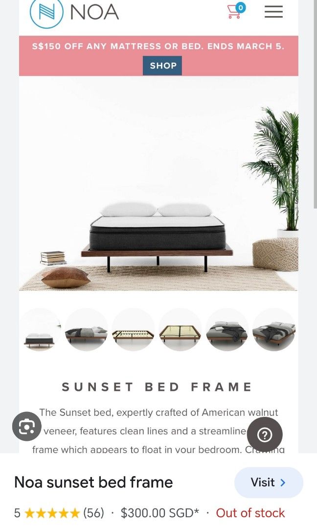 Noa sunset bed frame queen size, Furniture & Home Living, Furniture ...