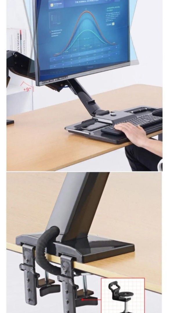 North Bayou NB40 Height Adjust Computer Sit & Stand Workstation For 22 ...