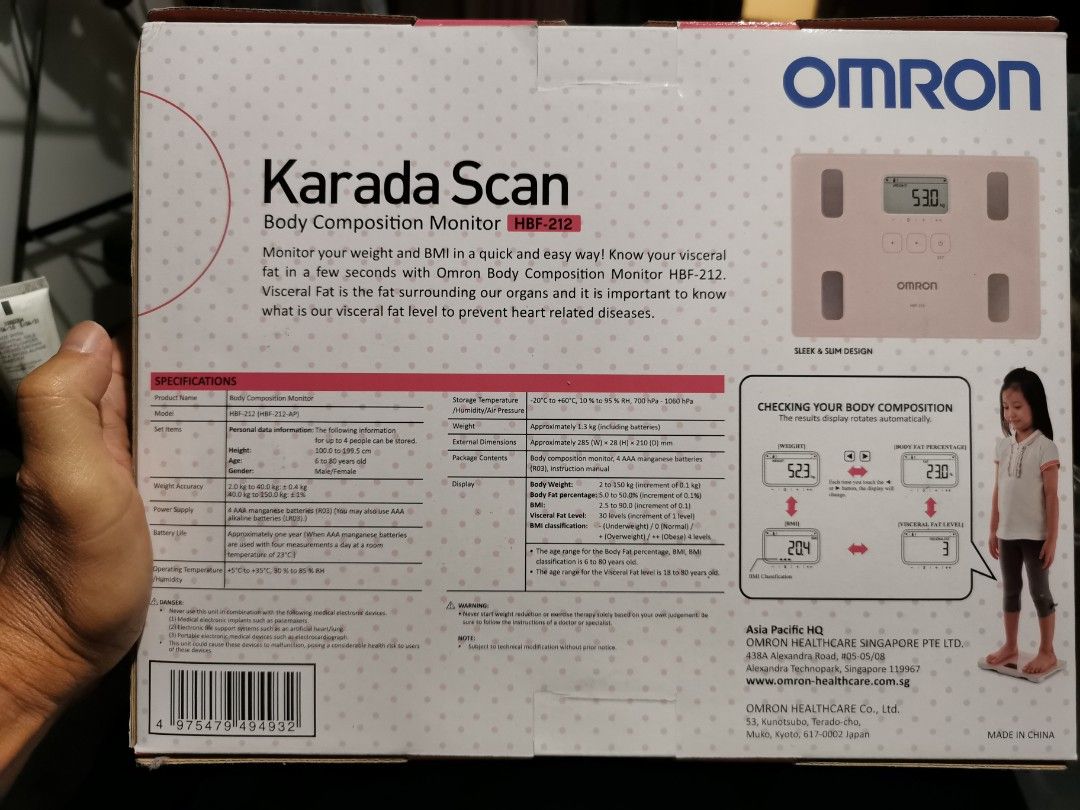 omron karada scan body composition monitor hbf 212, Health & Nutrition ...