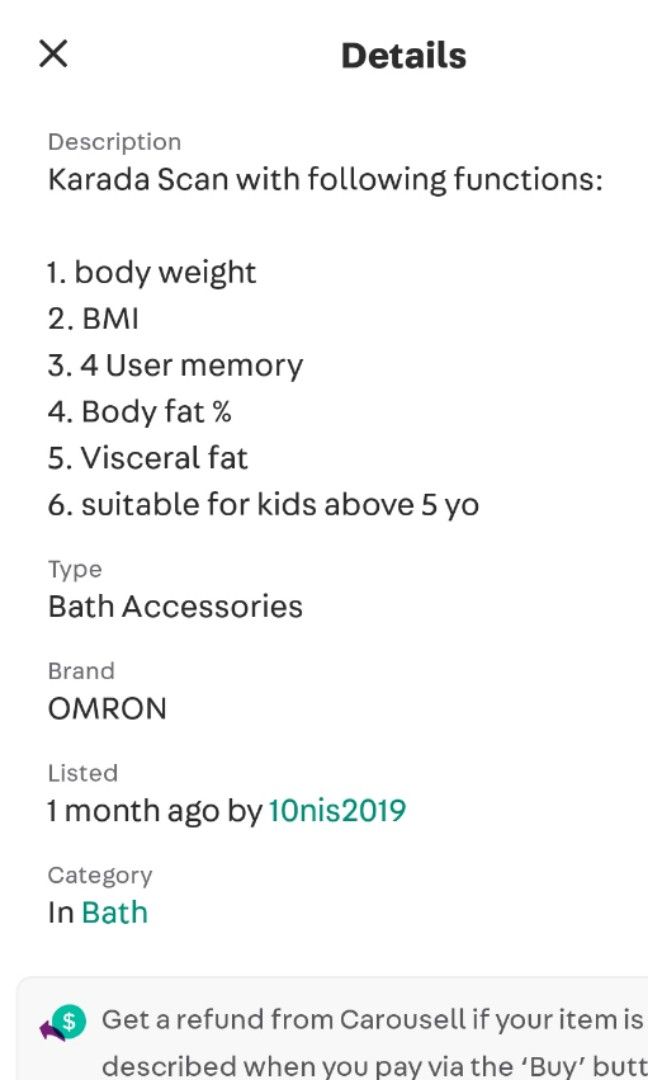 omron karada scan body composition monitor hbf 212, Health & Nutrition ...