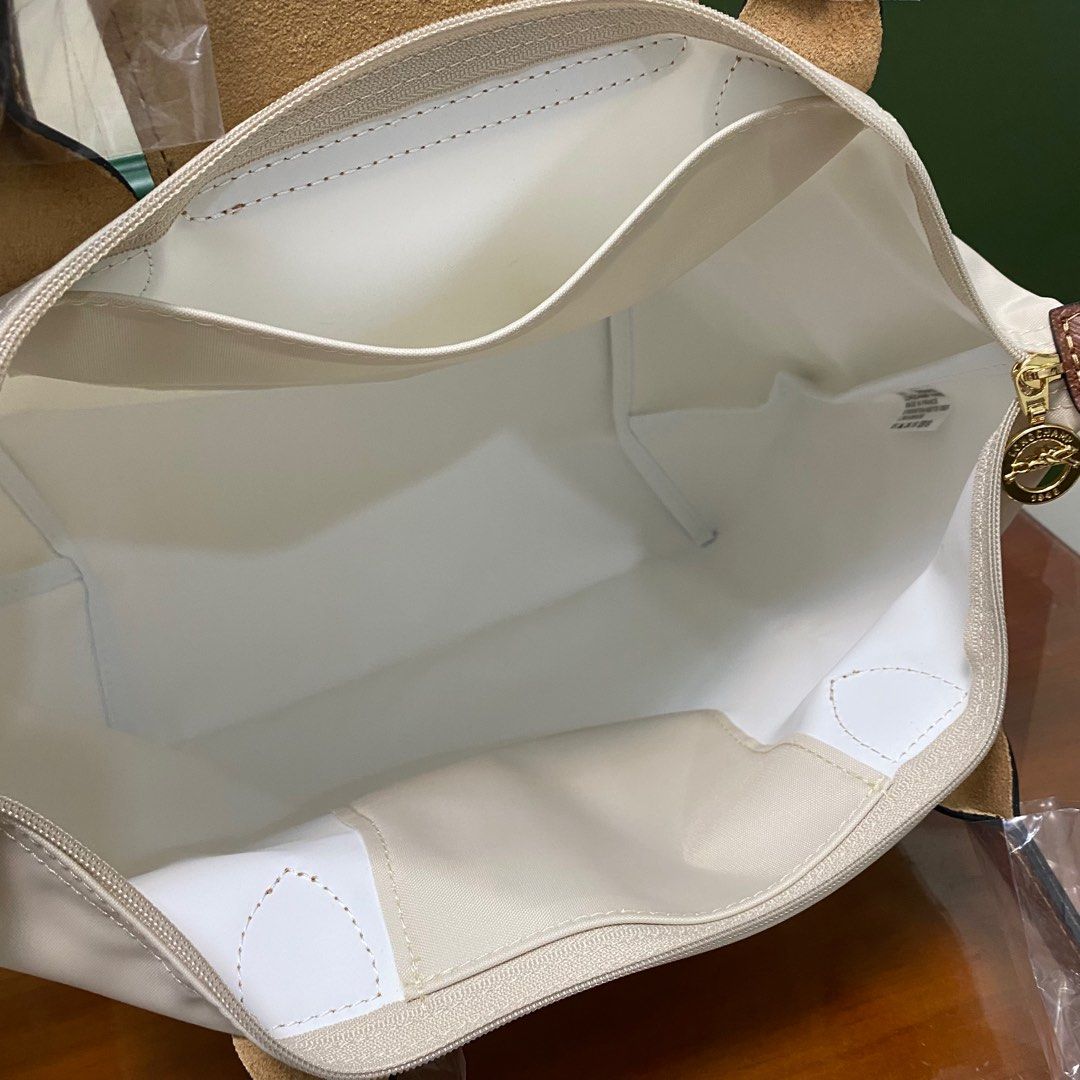 Original Longchamp Le Pliage Paper White Medium Long Handle, Luxury ...