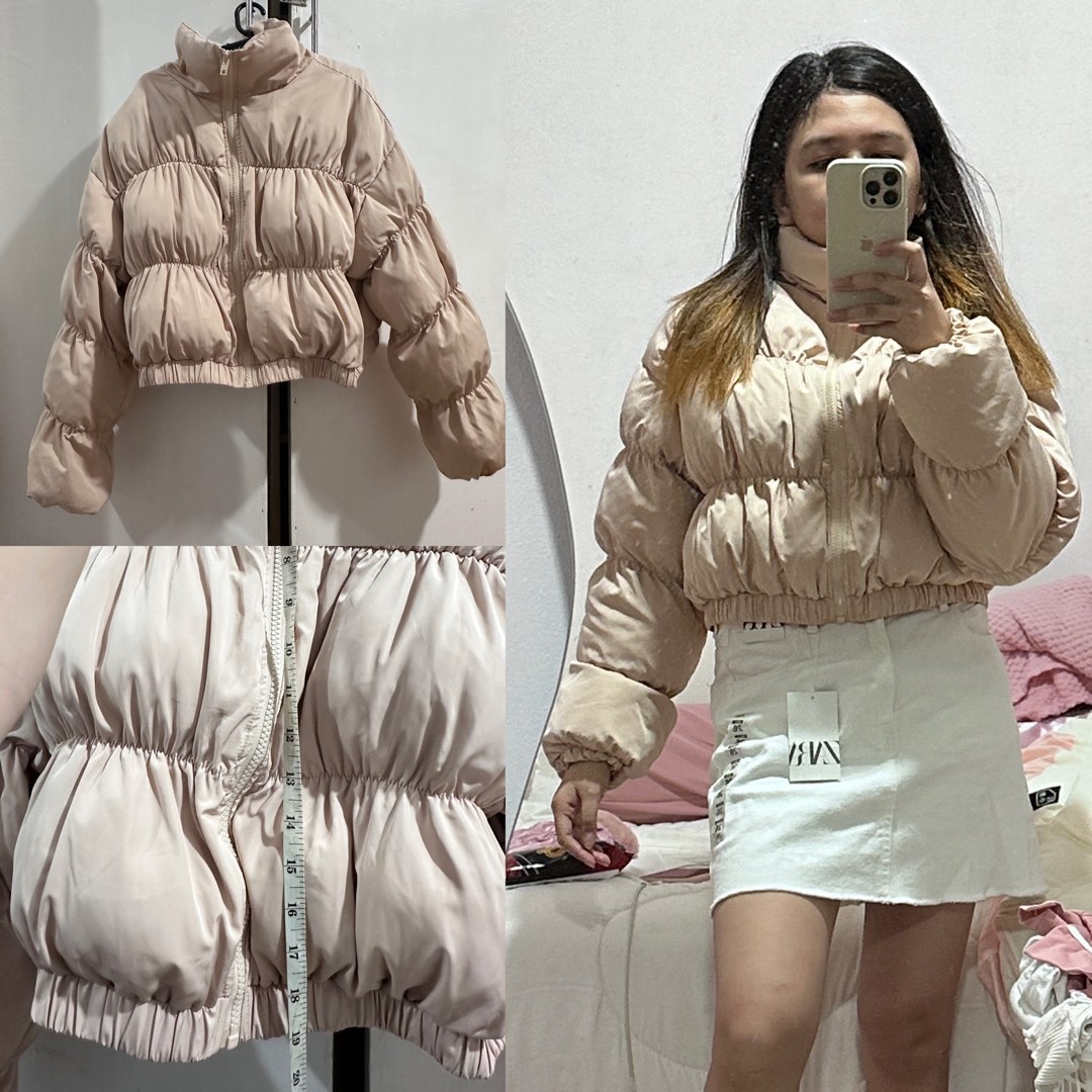 Peach Puffer Jacket for Winter, Women's Fashion, Coats, Jackets and Outerwear on Carousell