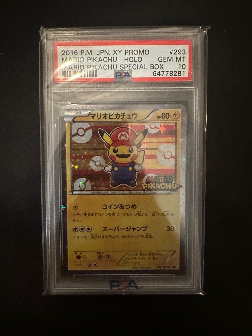 Pokemon Japanese Mario Pikachu 293/XY-P PSA 10, Hobbies & Toys, Toys ...